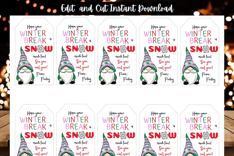 Christmas Gnome Gift Tags | Printable Holiday Favor Tags (canva ...