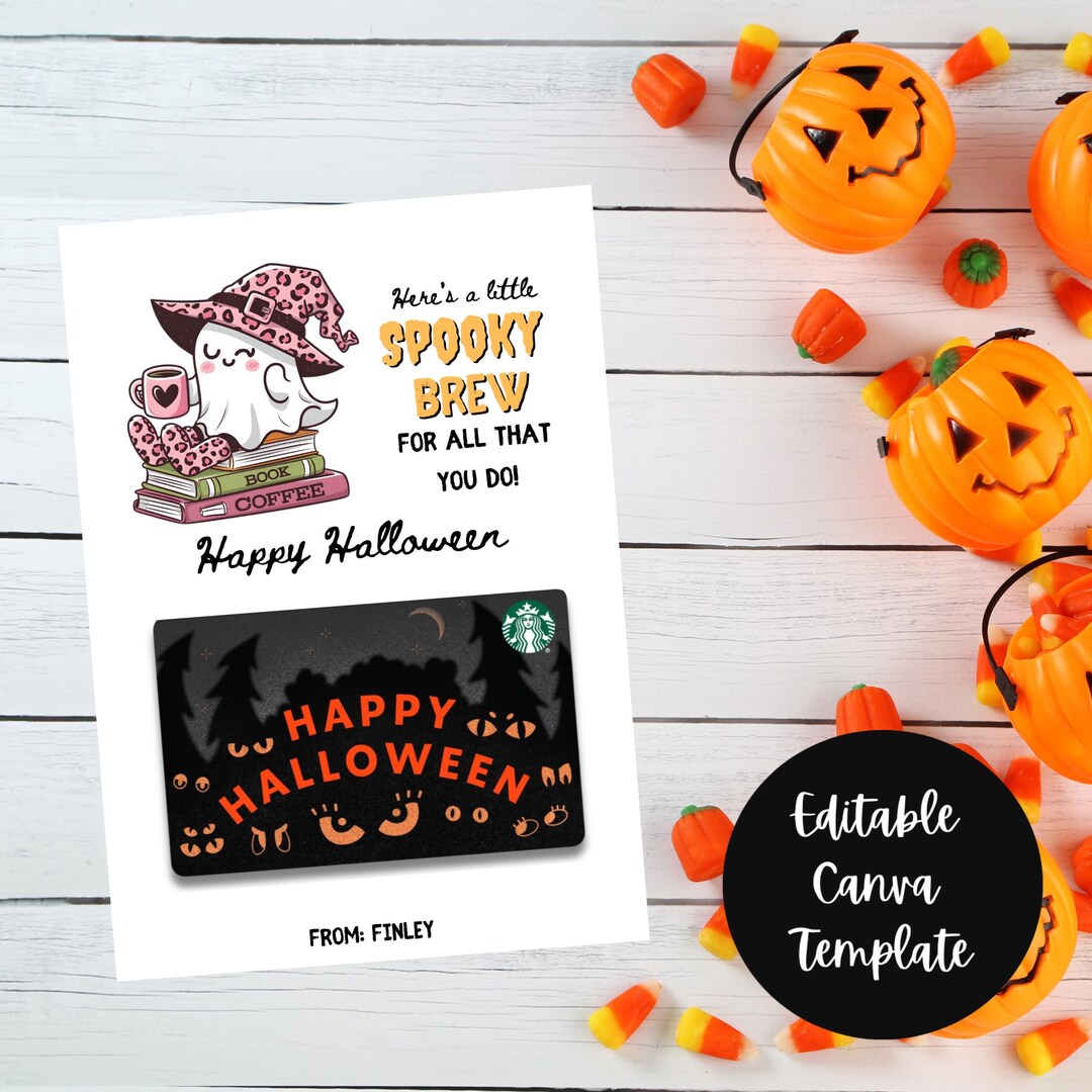 Editable Halloween Tags , Printable Gift Card Tag , 4.5x6 Gift Card ...