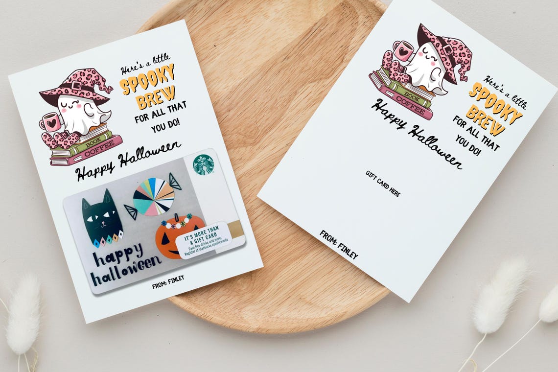 Editable Halloween Tags , Printable Gift Card Tag , 4.5x6 Gift Card ...