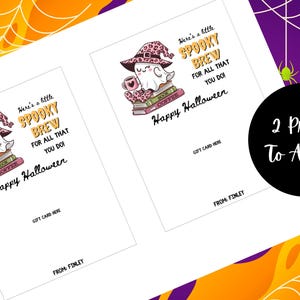 Editable Halloween Tags , Printable Gift Card Tag , 4.5x6 Gift Card ...