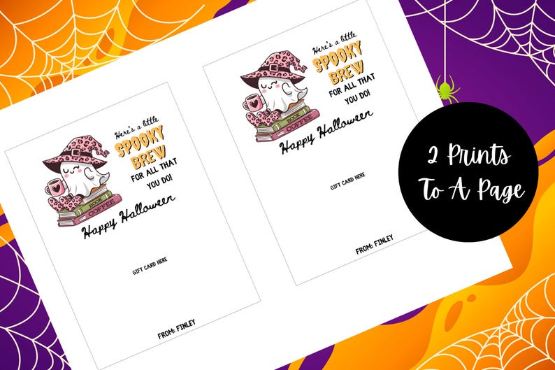 Editable Halloween Tags , Printable Gift Card Tag , 4.5x6 Gift Card ...