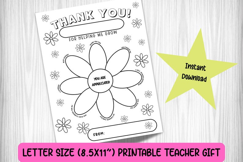 Teacher Appreciation Coloring Page | Thank You for Helping Me Grow ...