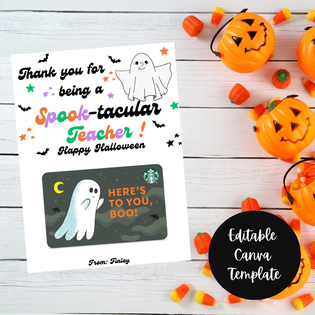Editable Halloween Tags , Printable Gift Card Tag , 4.5x6 Gift Card ...