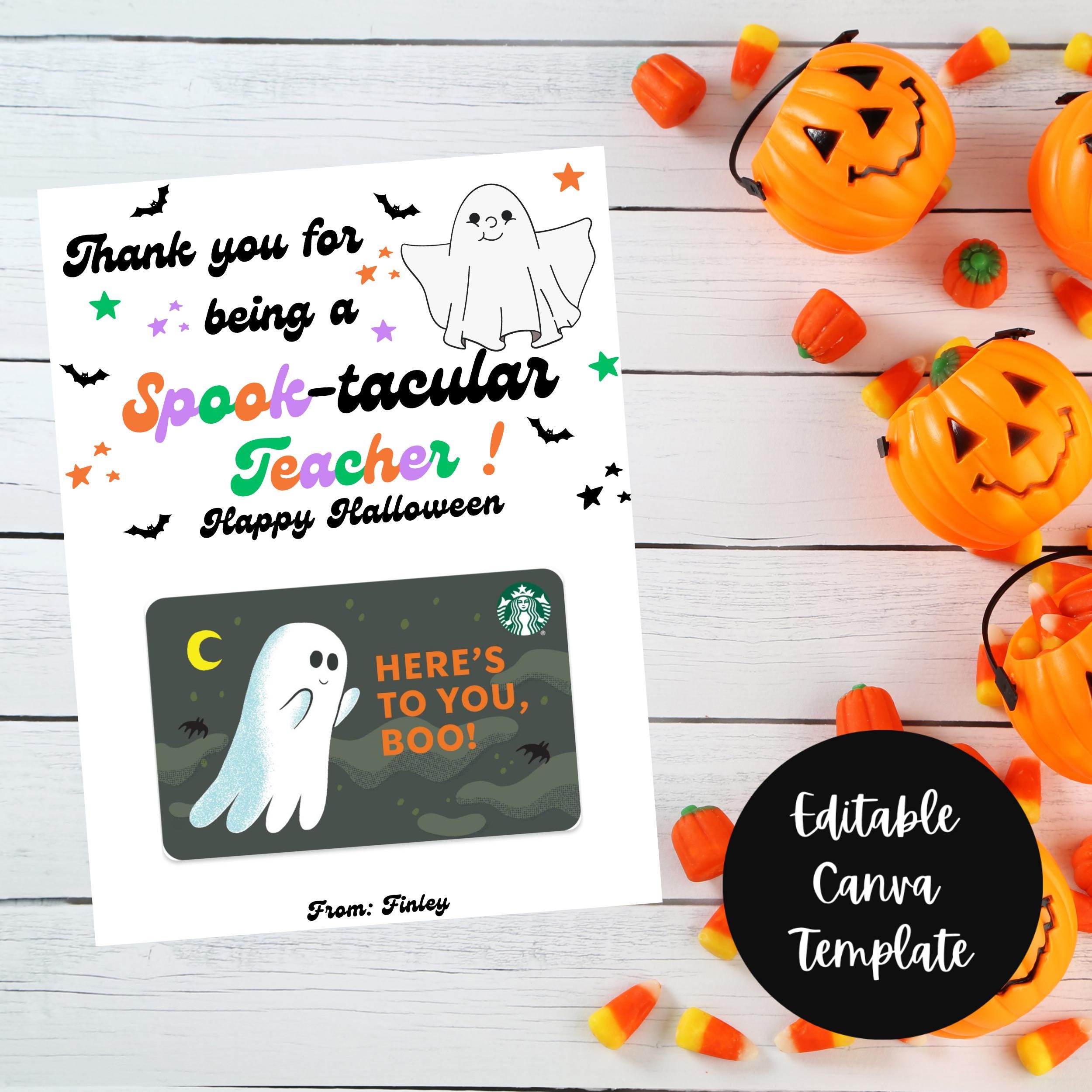 Editable Halloween Tags , Printable Gift Card Tag , 4.5x6 Gift Card ...