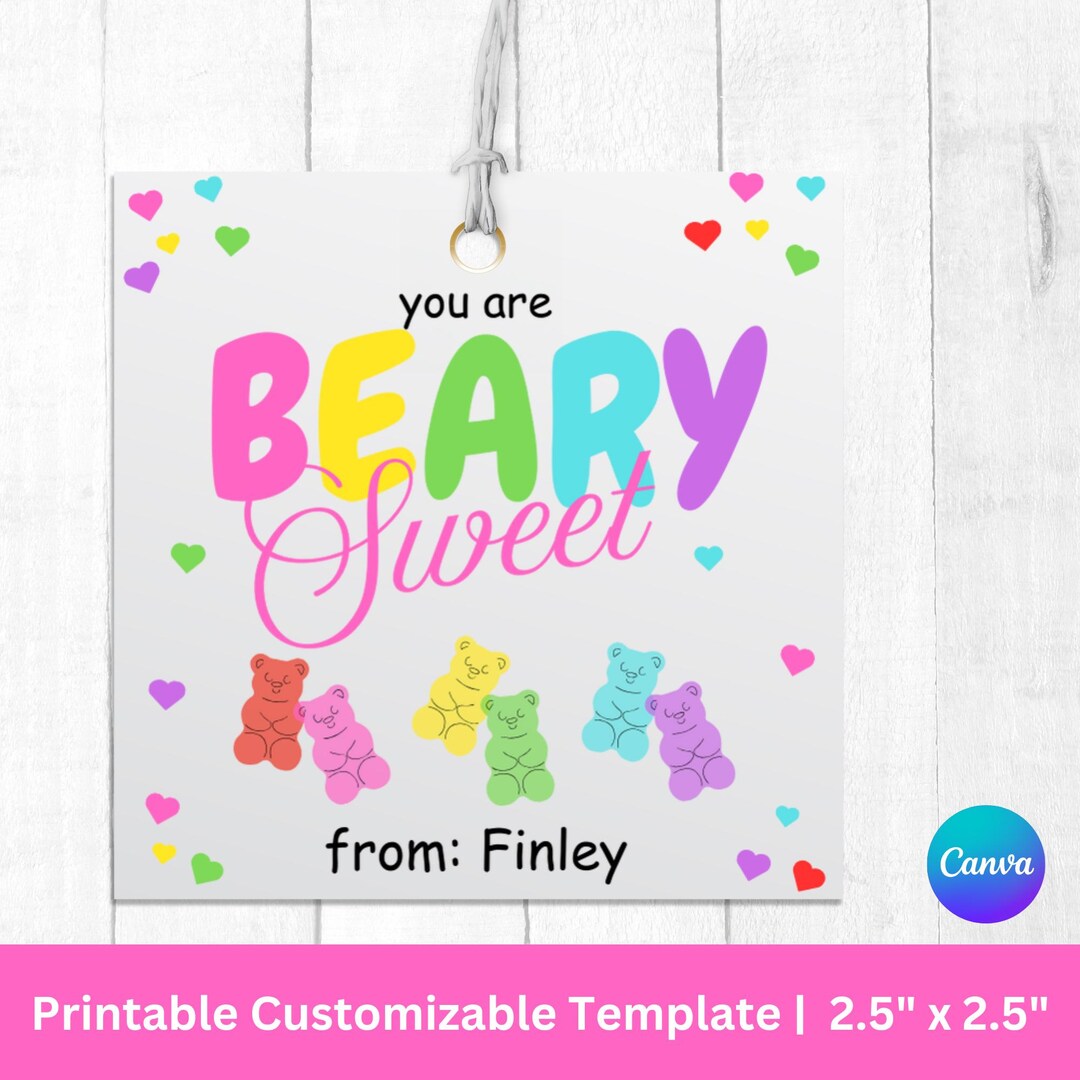 Beary Sweet Valentines Day Favor Gift Tags| Classmate Gift Tags ...