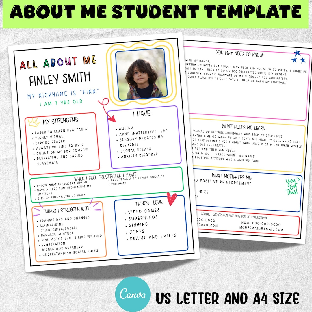 All About My Child | Special Needs Teacher Guide | Editable School ...