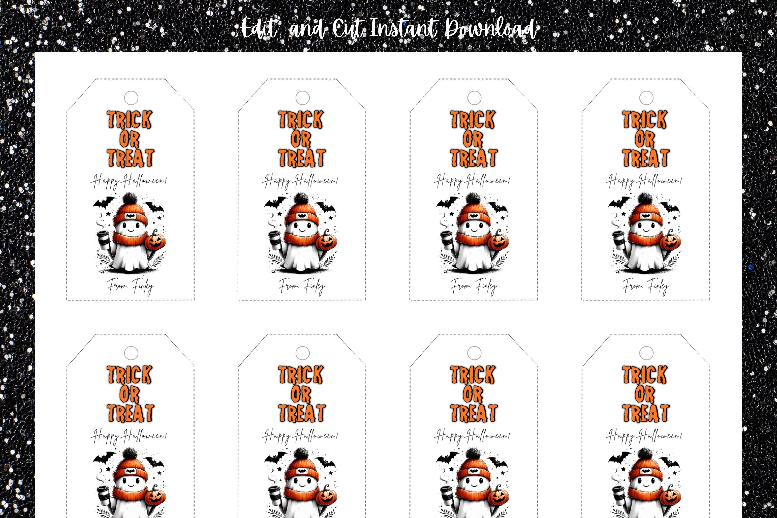 Halloween Gift Tags| Trick or Treat Cute Ghost Happy Halloween Gift ...