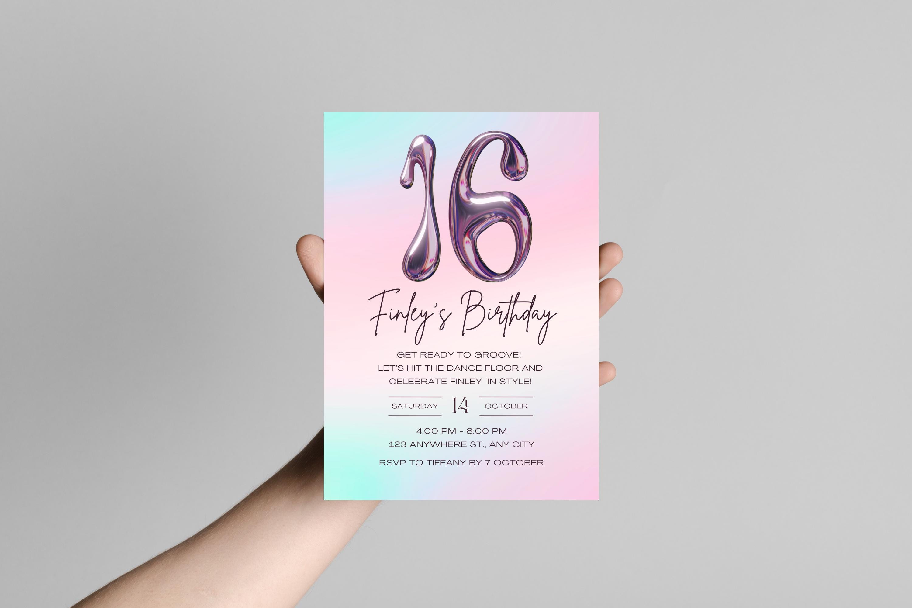 Chrome 16th Birthday Invitation Template | Y2K Vibe (digital Download ...