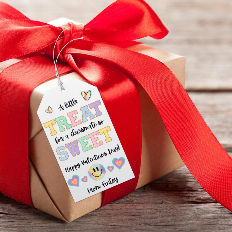 Trendy Pastel Valentines Day Favor Gift Tags| Preppy Classmate Gift ...