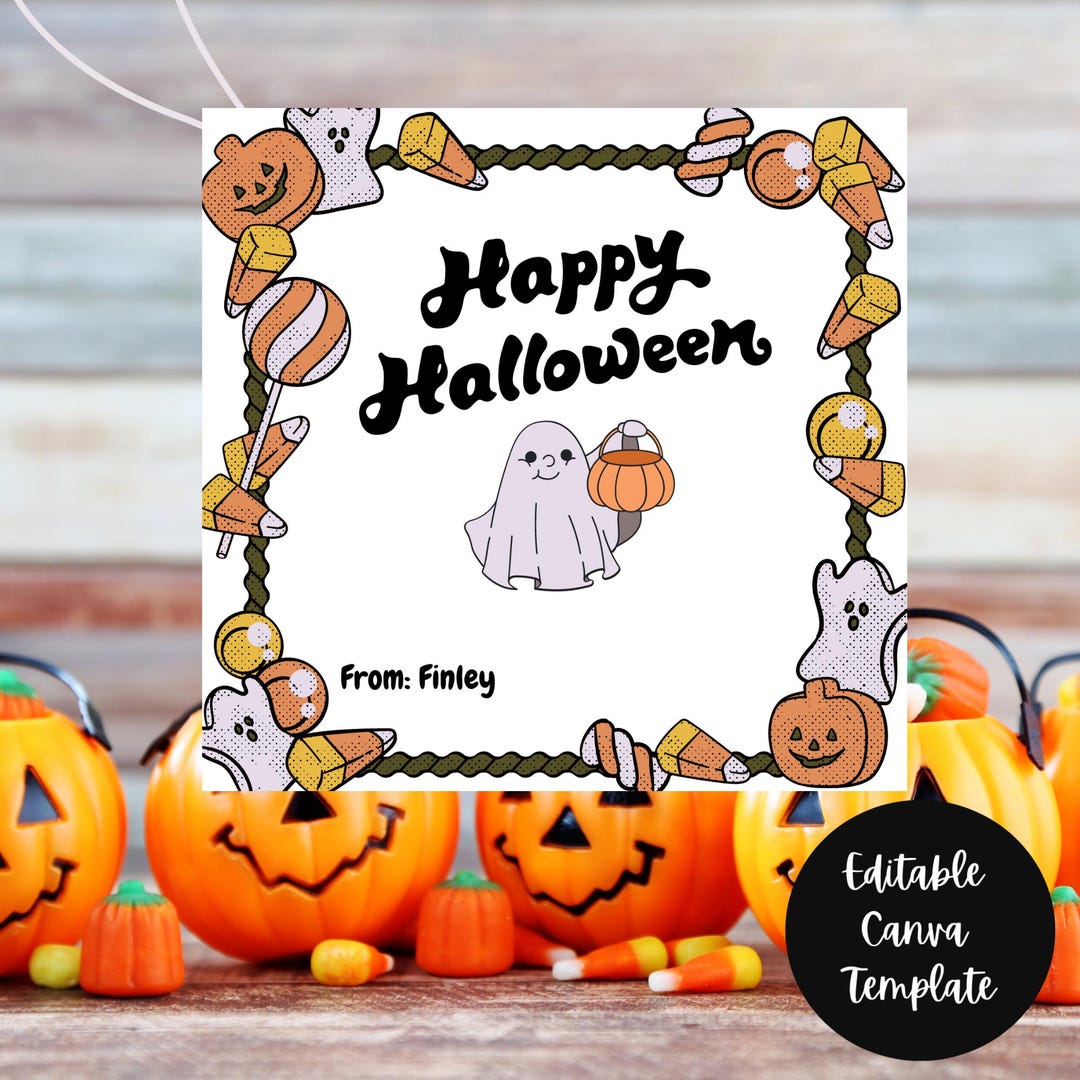 Halloween Gift Tags| Retro Happy Halloween Gift Tags| Trick or Treat ...