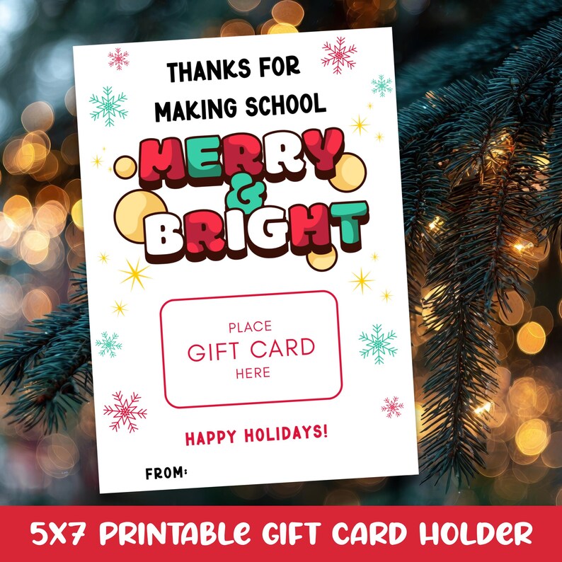 Editable Holiday Teacher Gift Card Holder (digital Download) - Etsy
