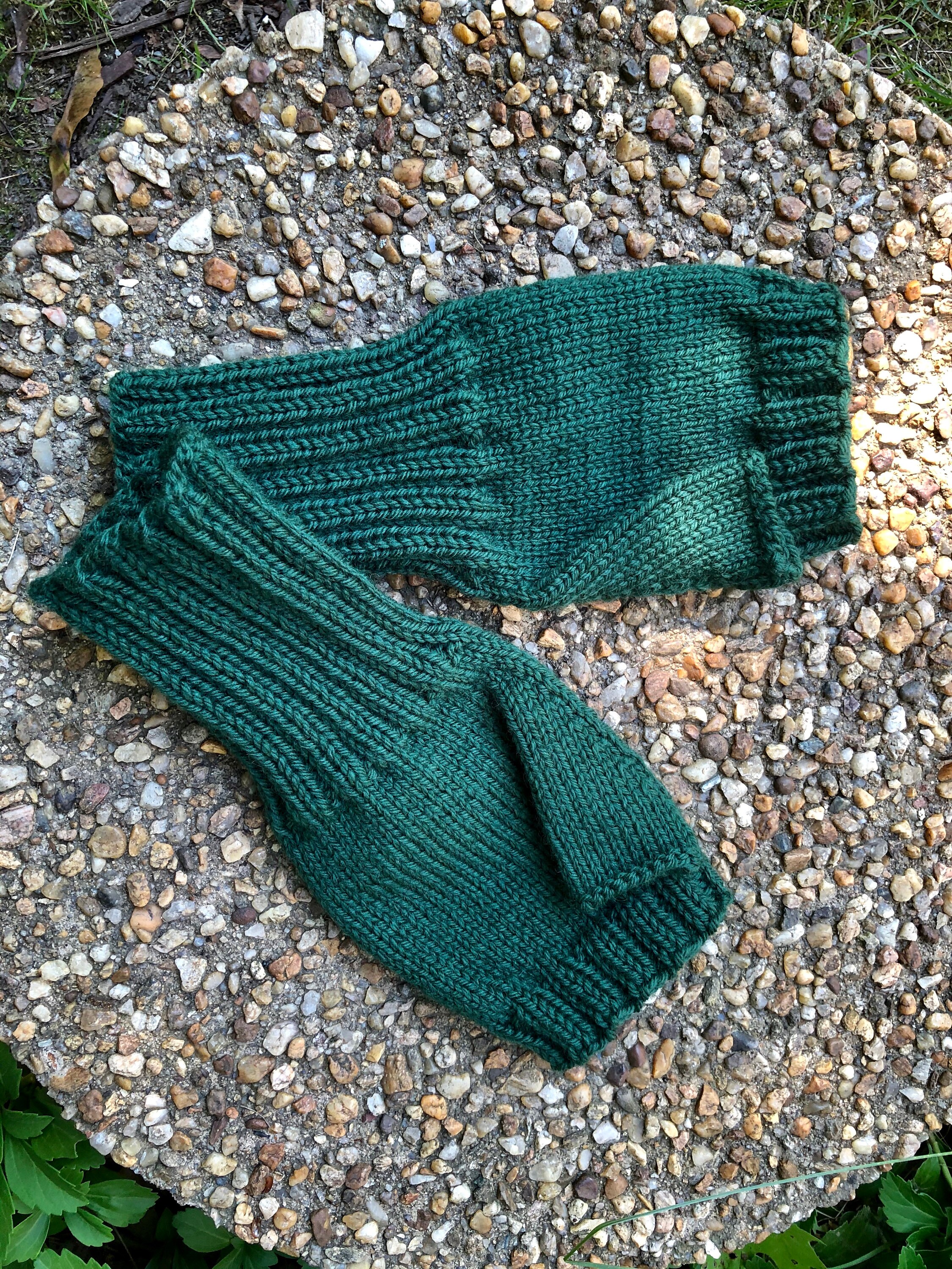 Forest Green Wool Fingerless Mitts: Seamless Knit, Long Ribbed Cuff - Etsy