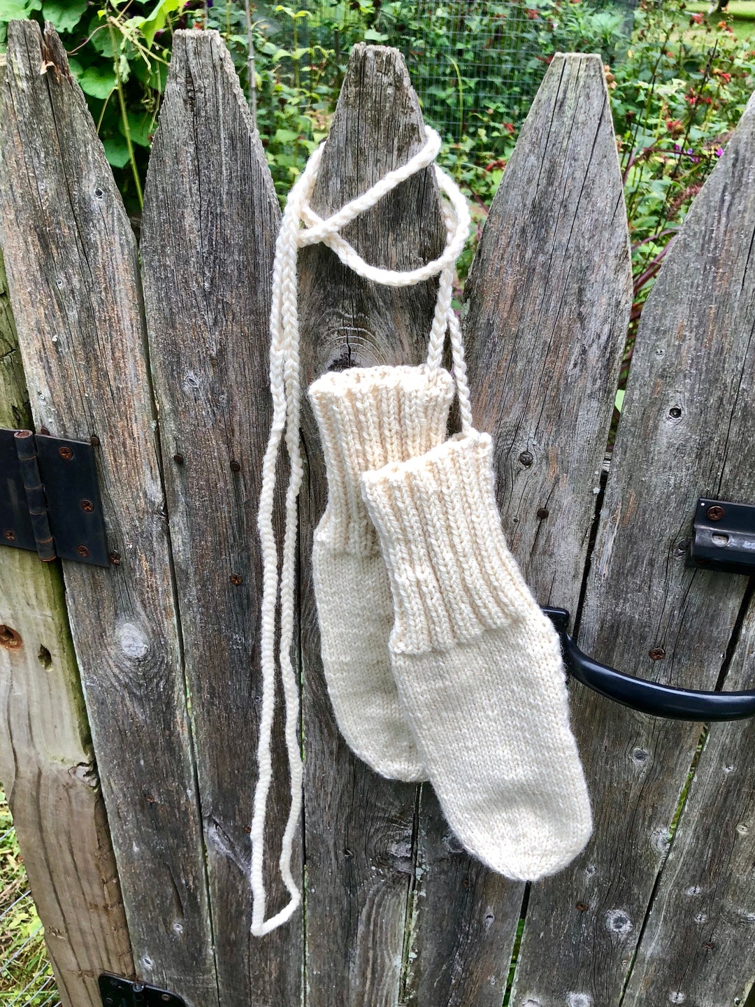 Adult White Wool Mittens on a String: Women's LG, Seamless & Warm - Etsy