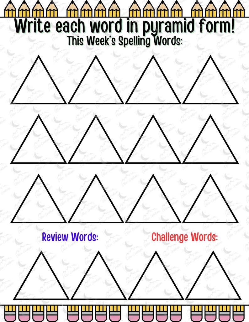Weekly Spelling Words Practice – 6 Printable PDF Pages for Simple ...