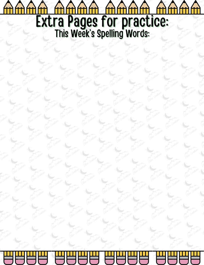 Weekly Spelling Words Practice – 6 Printable PDF Pages for Simple ...