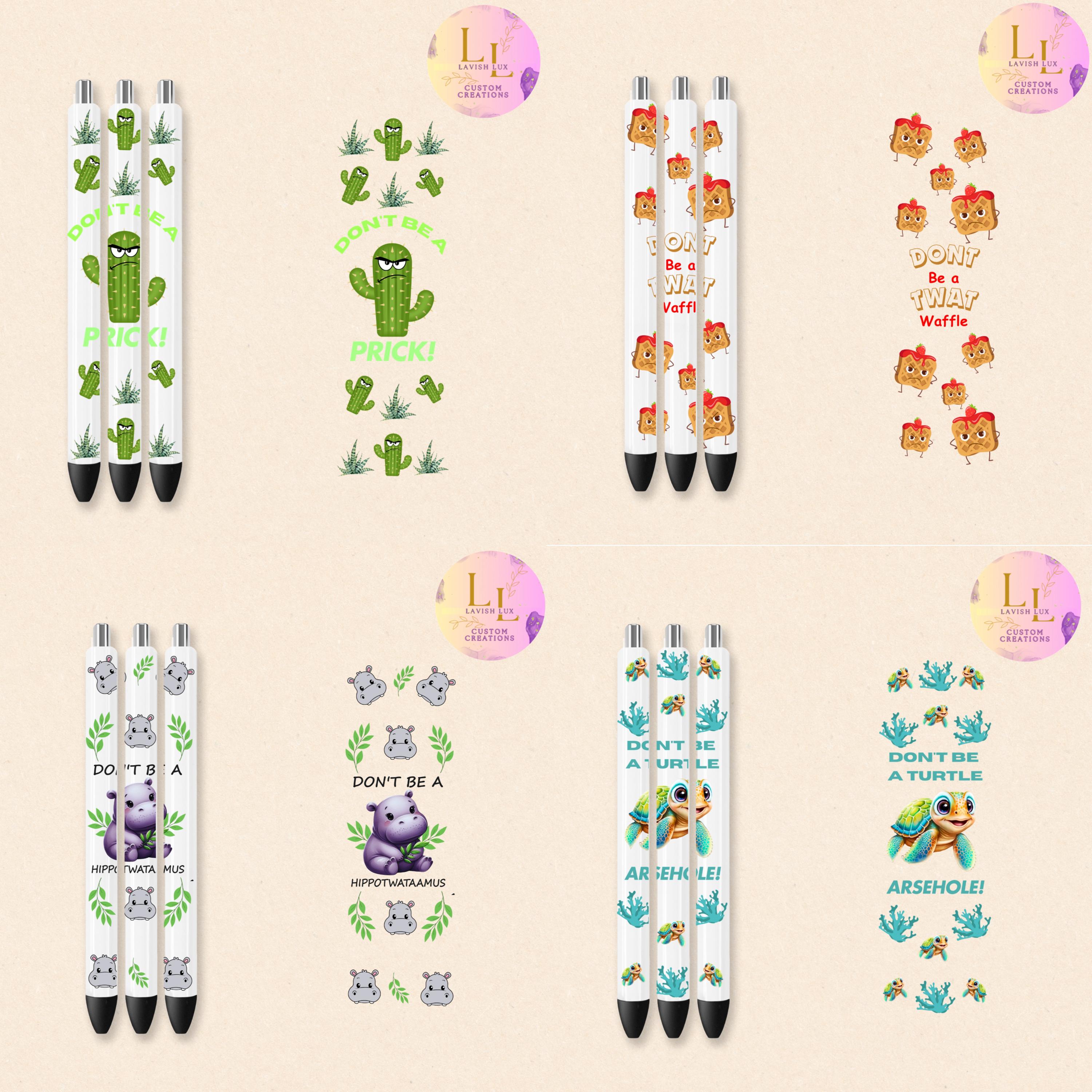 Set of 4 Funny Curse Word Pen Wraps Digital PNG Download 1.5" X 4.75 ...