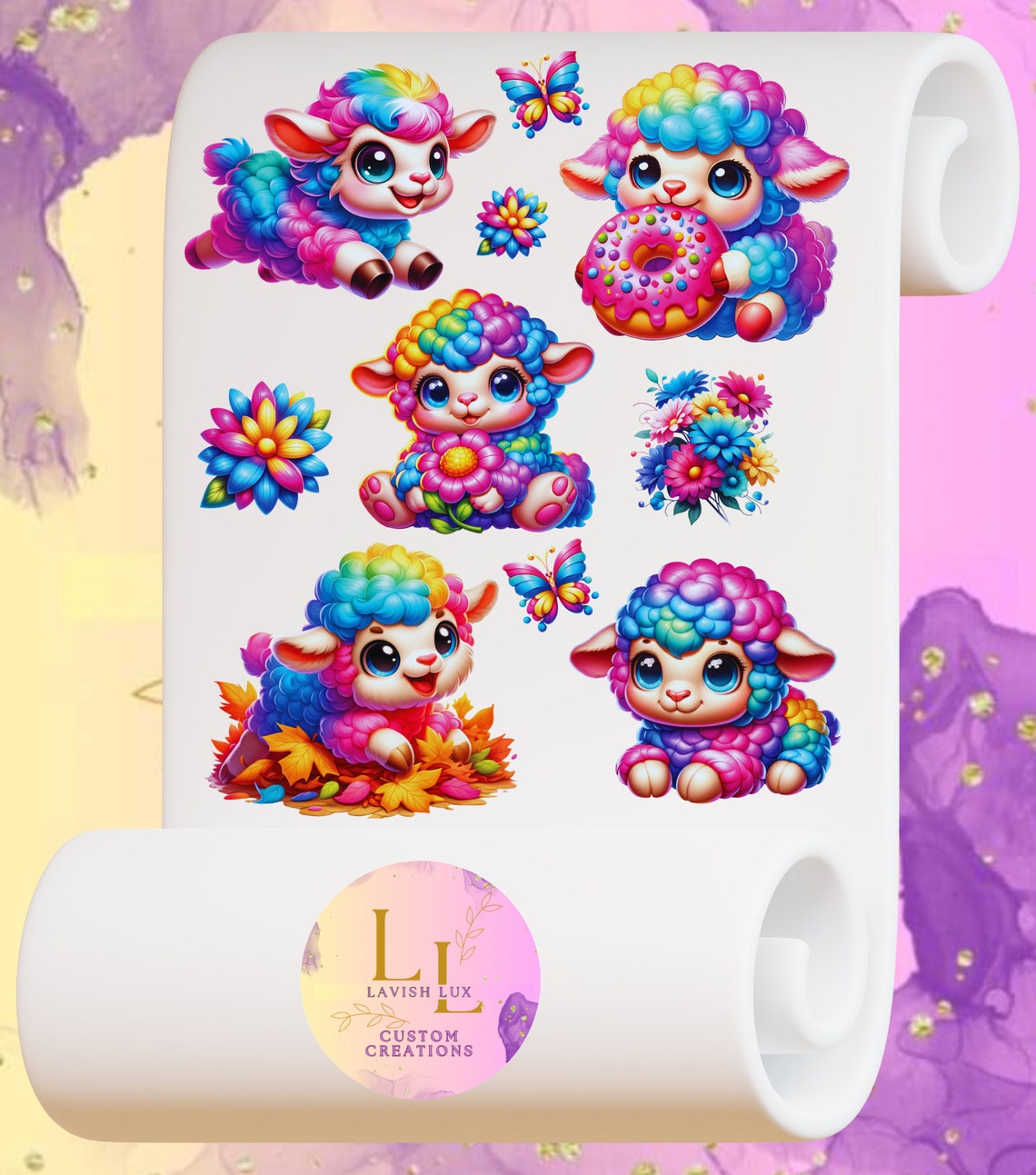 Rainbow Sheep Element Sheet PNG Digital Download for UVDTF, DTF or ...