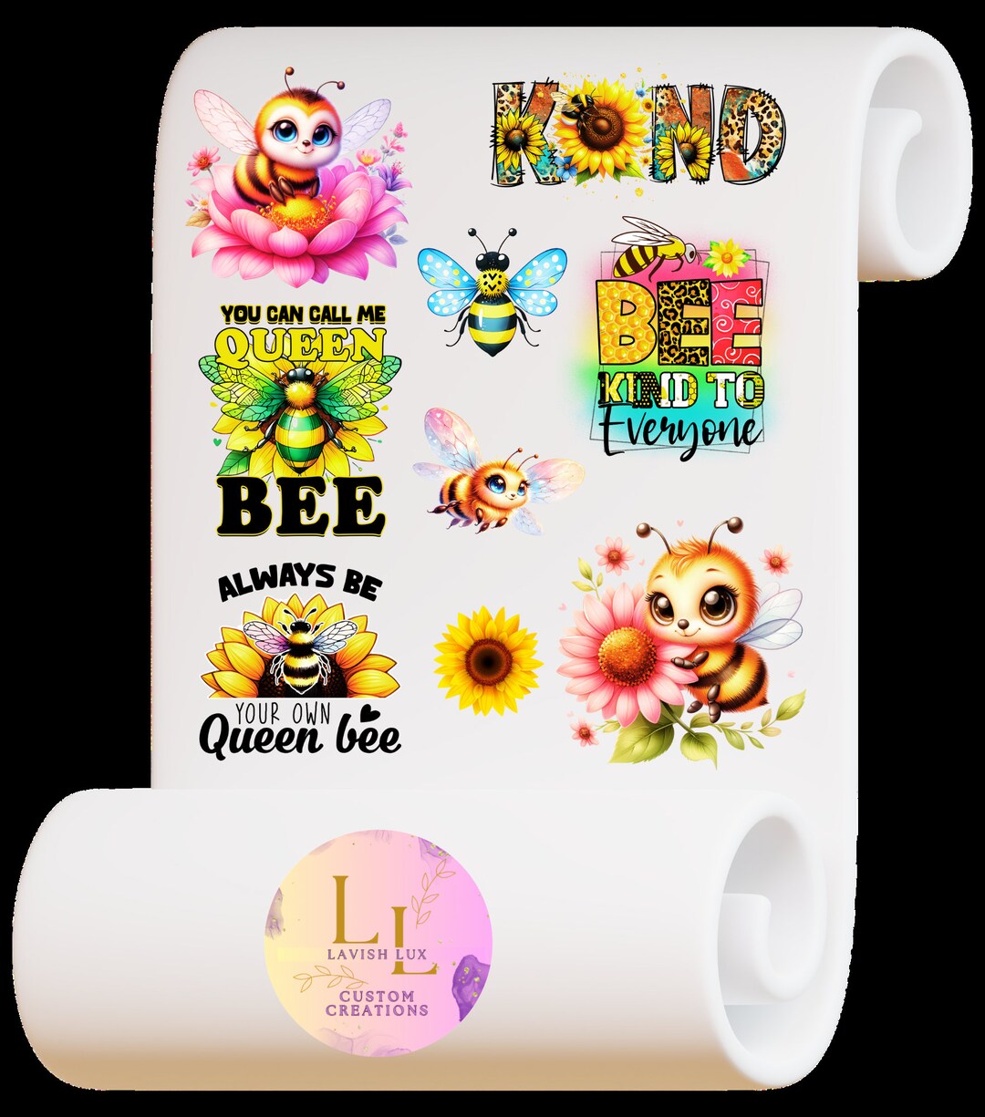 Vibrant Bee Element Sheet PNG Digital Download for UVDTF,DTF or ...