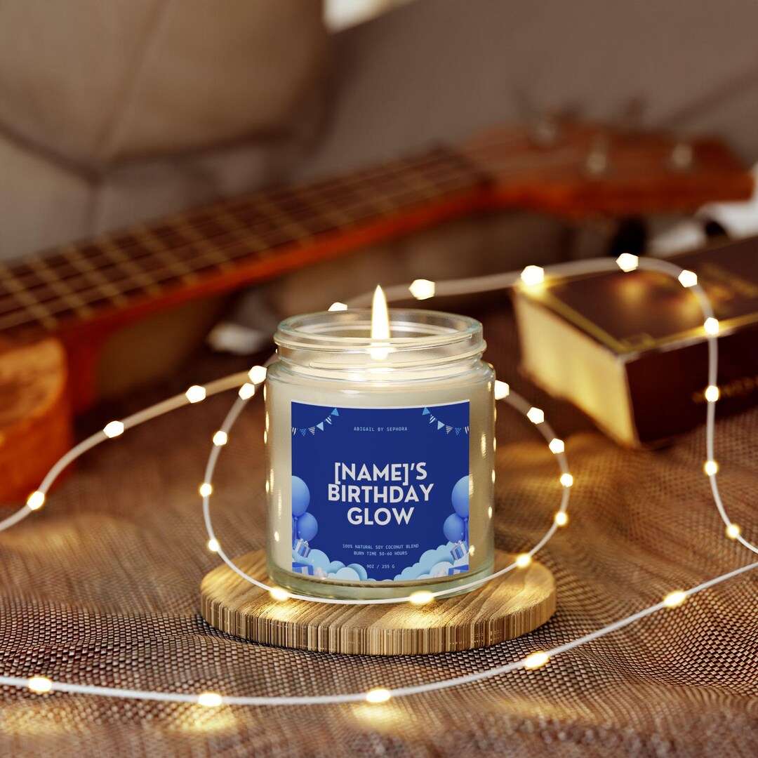 Custom Birthday Glow Candle - Personalized Scented Candle Gift With ...