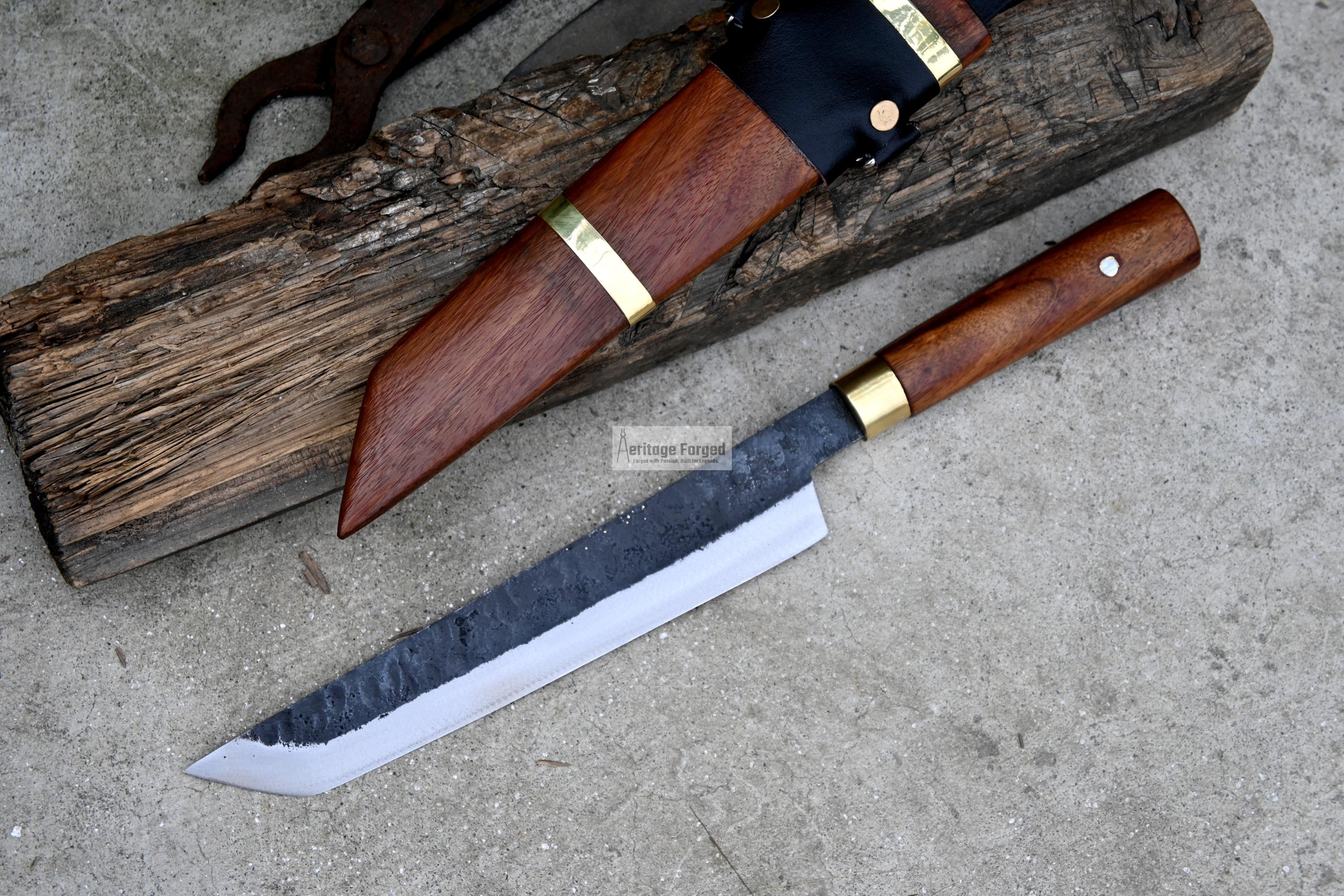 TANTO CHEF KNIFE / 10 Inches Long Blade / Hand Forged Hunting Knife ...