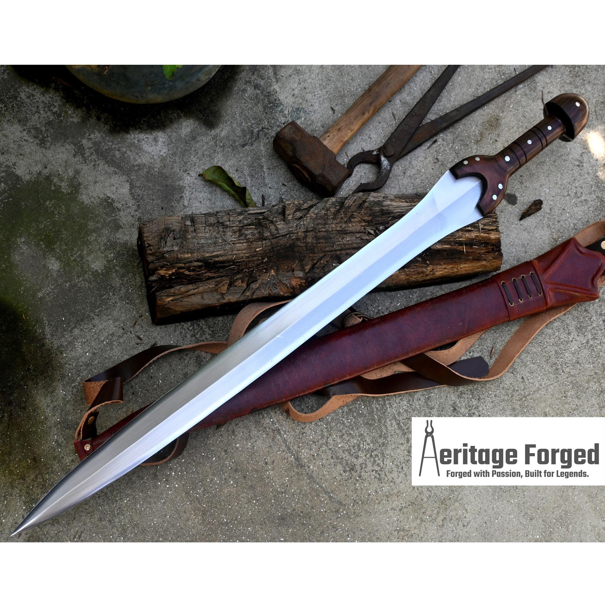 BRONZE AGE SWORD/25 Inches Long Blade Hand Forged Sword/leaf Spring of ...