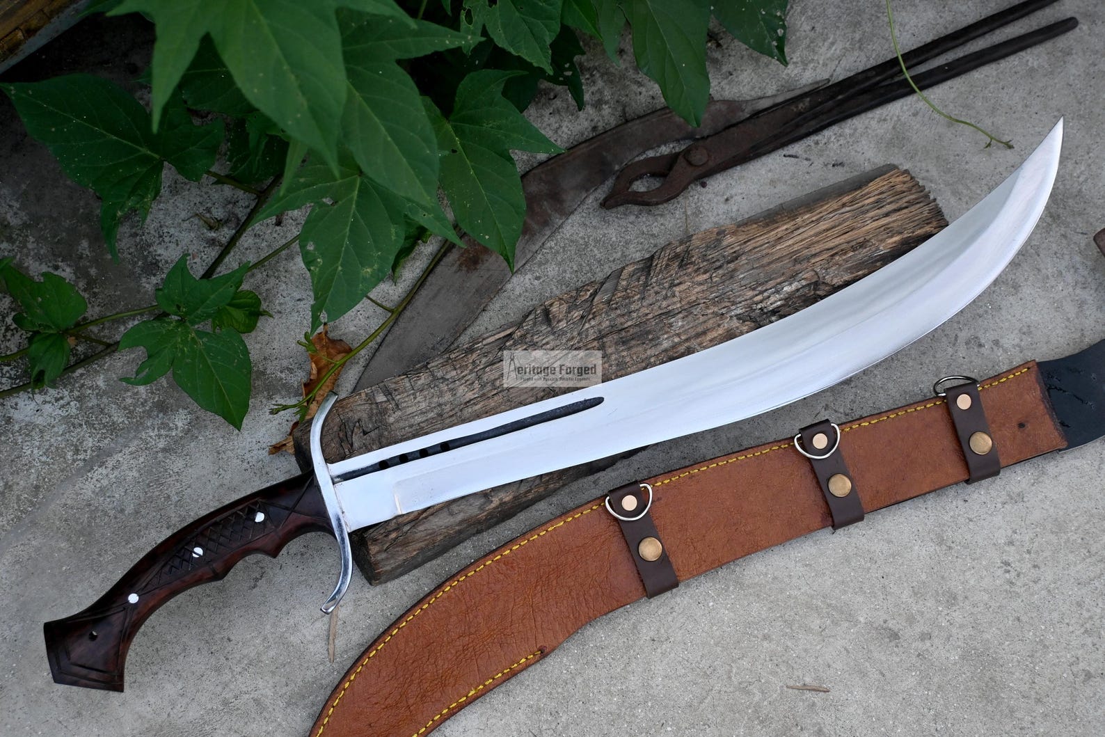 SCIMITAR MACHETE/21 Inches Long Blade Hand Forged Sword/leaf Spring of ...