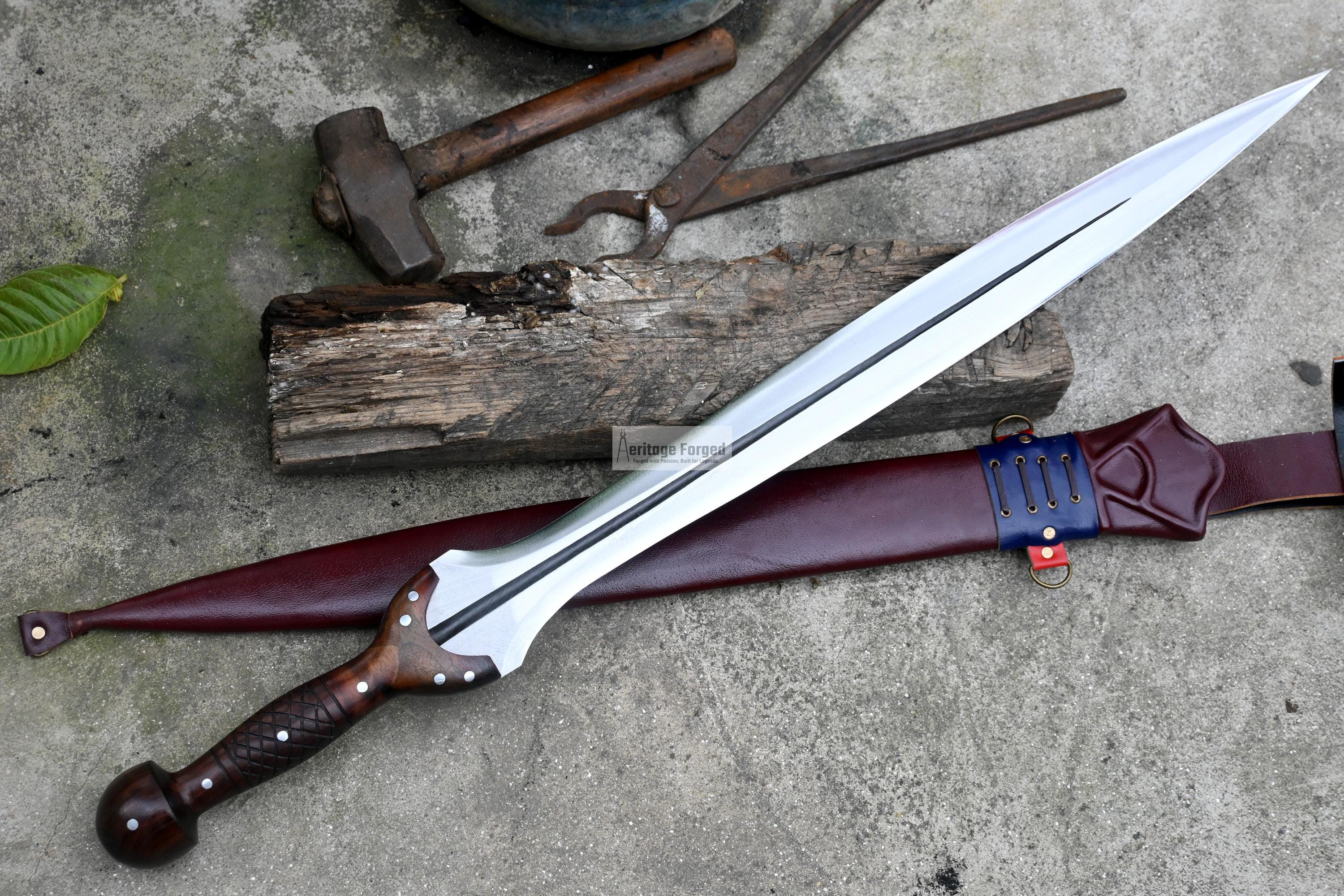 BRONZE AGE SWORD/24 Inches Long Blade Hand Forged Sword/leaf Spring of ...