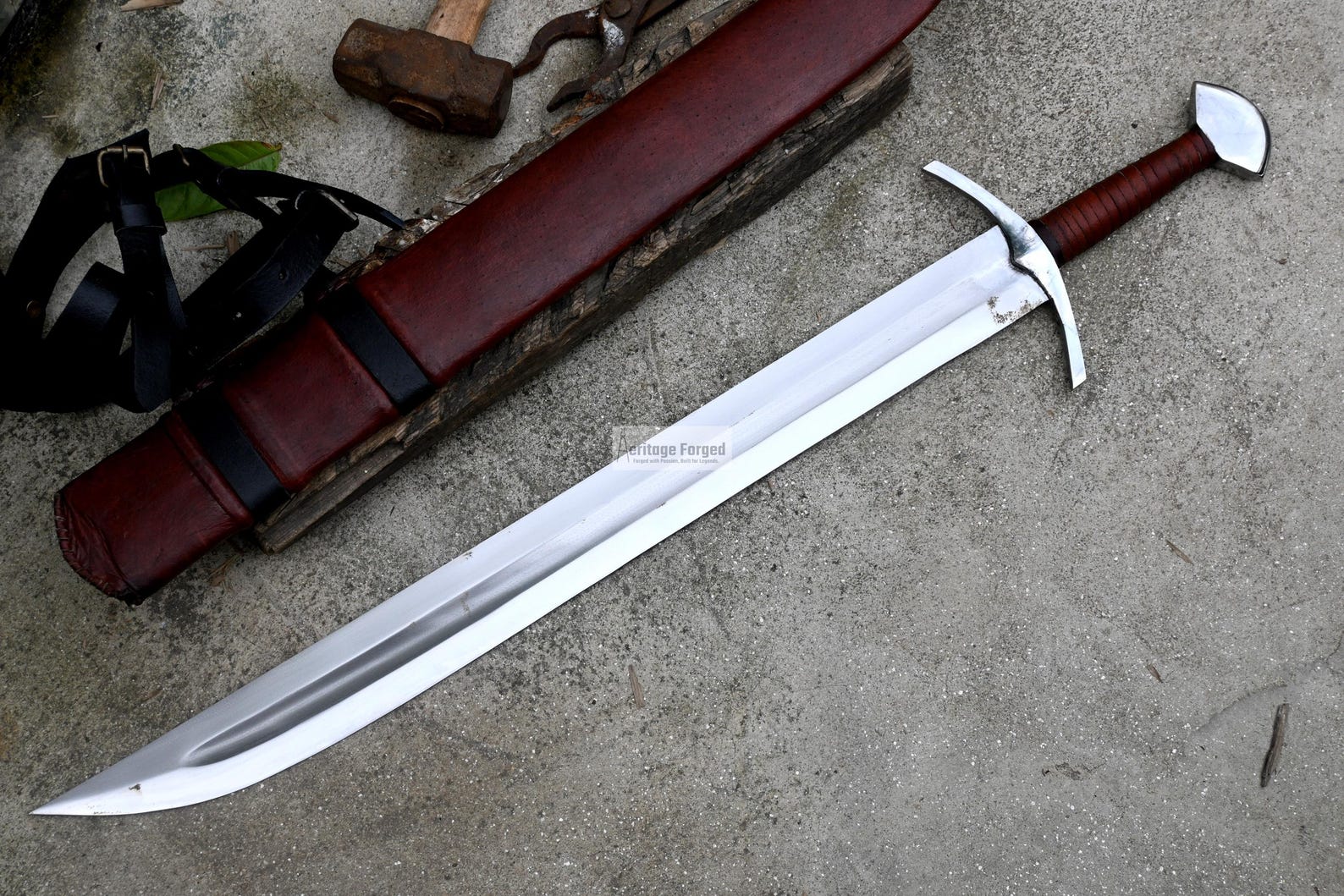 SINGLE EDGE SWORD/24 Inches Long Blade Hand Forged Sword/leaf Spring of ...
