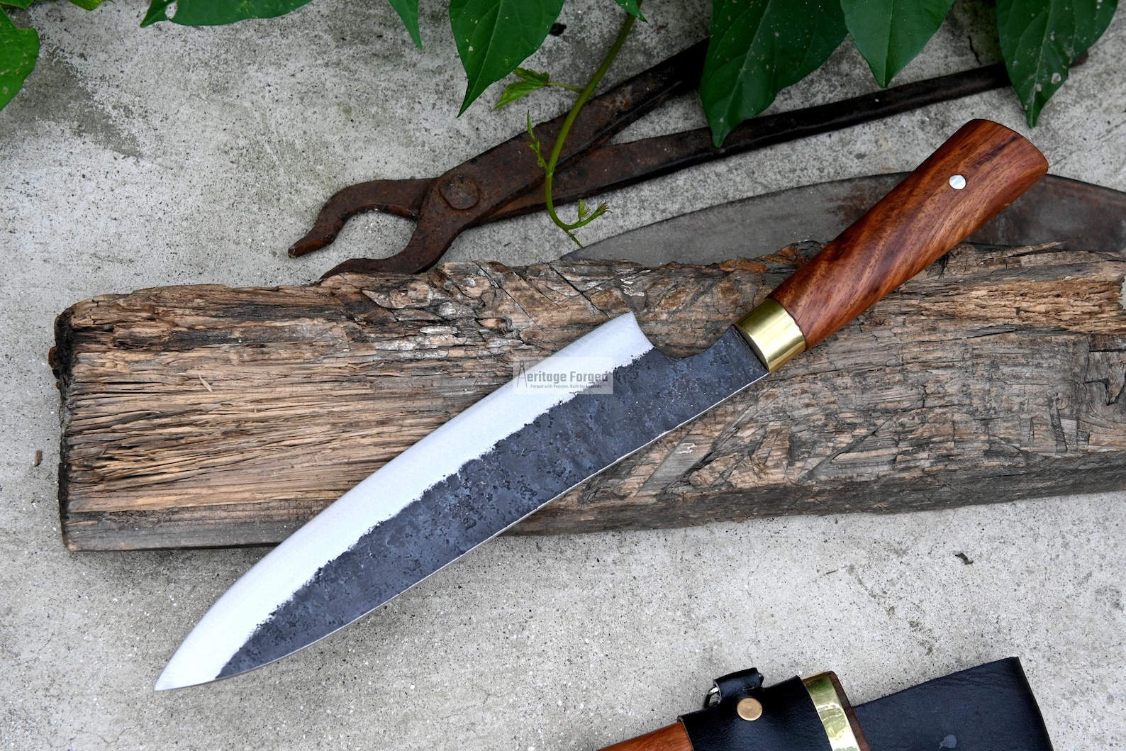 CHEF KNIFE / 10 Inches Long Blade / Hand Forged Hunting Knife / Jungle ...