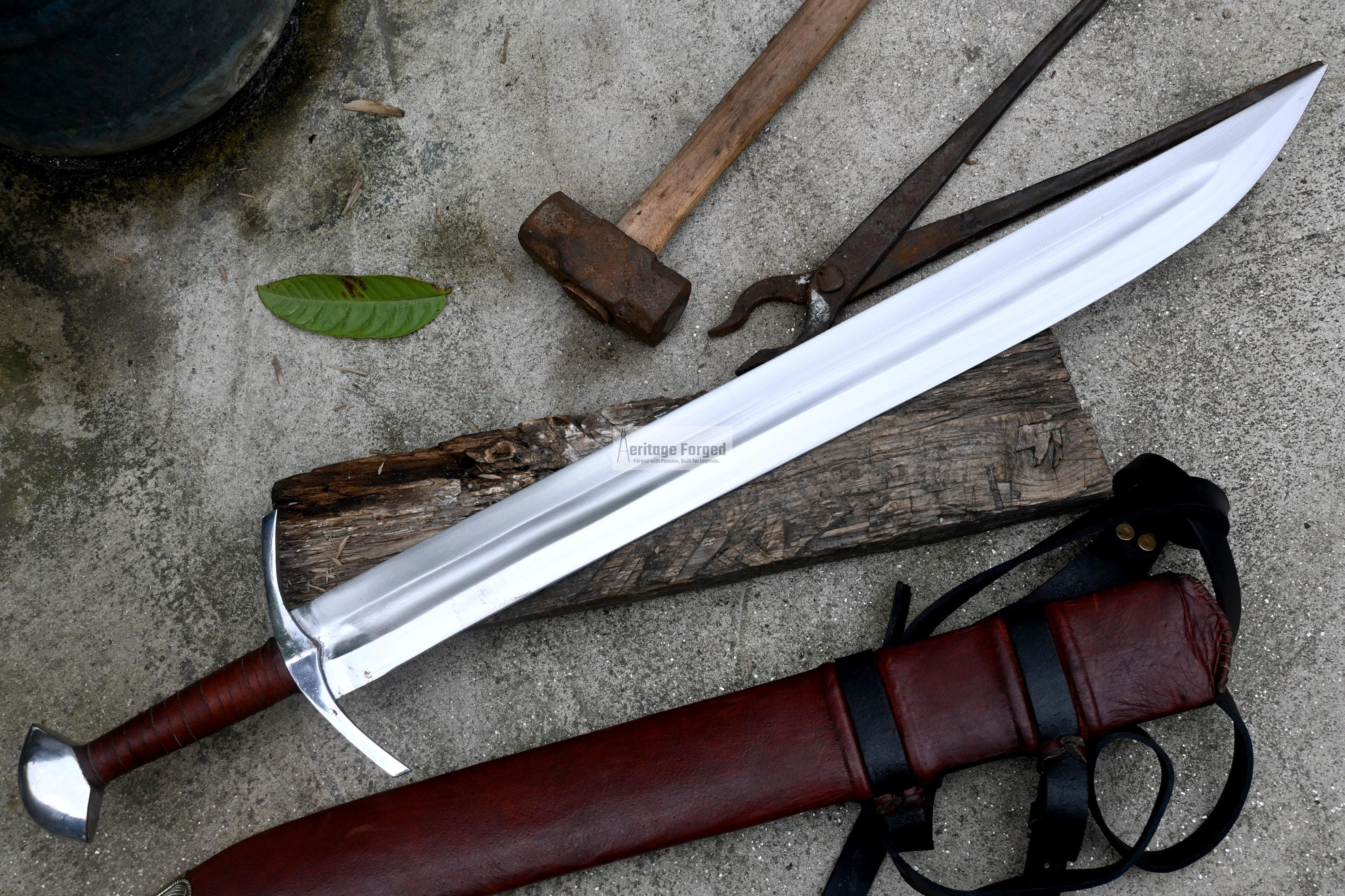 SINGLE EDGE SWORD/24 Inches Long Blade Hand Forged Sword/leaf Spring of ...