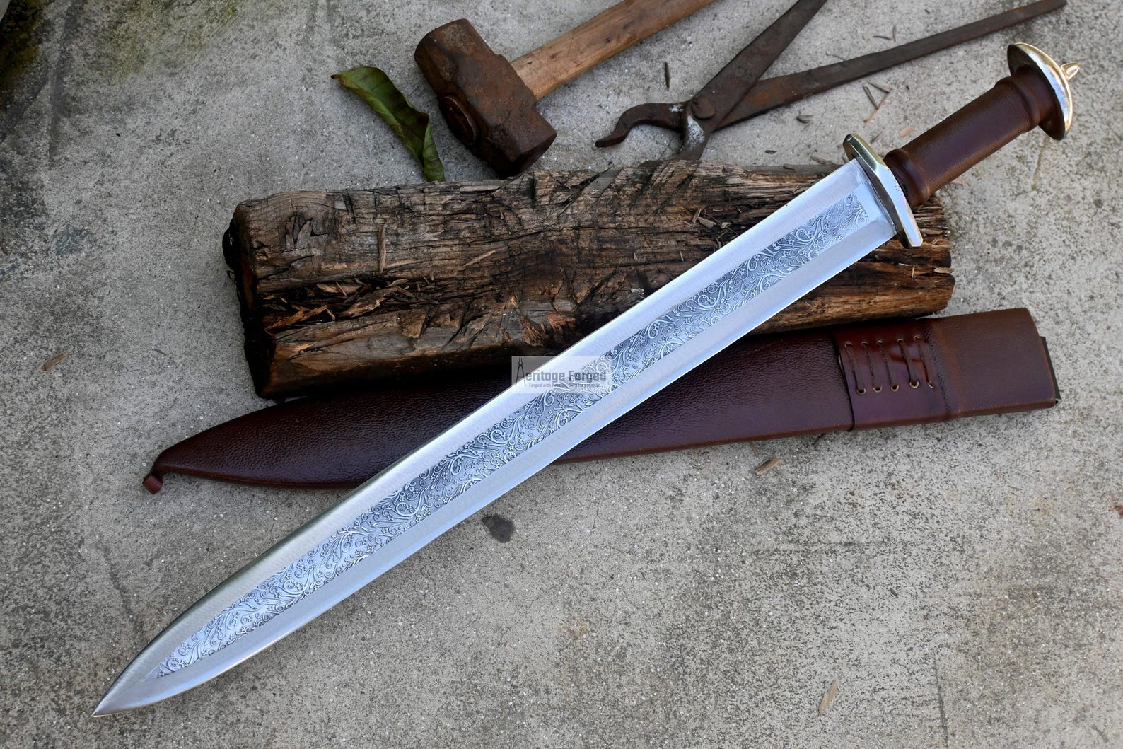 VIKING SWORD/21 Inches Long Blade Hand Made Sword/leaf Spring of Truck ...