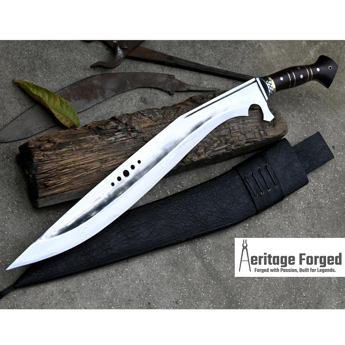 KHUKURI SWORD/ Large Kukri Machete/ 21 Inches Long Blade Heavy Machete ...