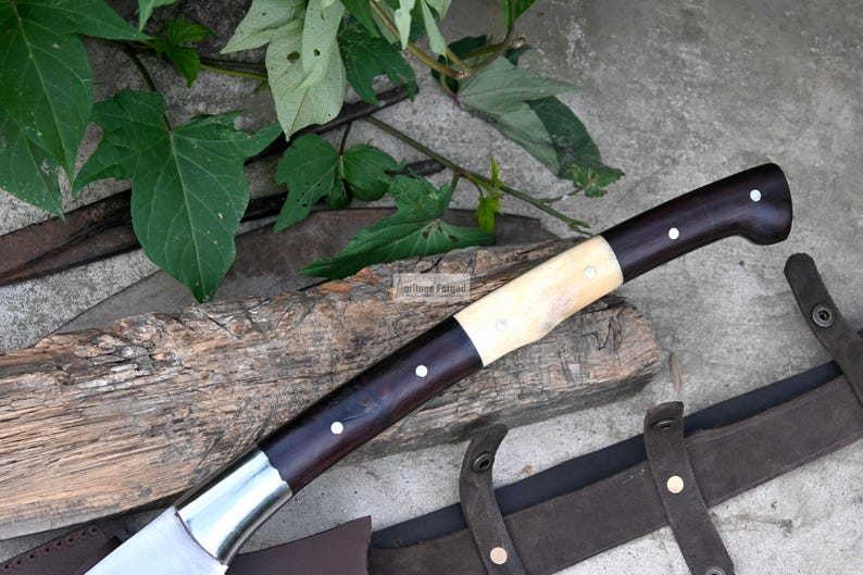 AXE MACHETE / 13 Inches Long Blade / Hand Forged Axe/ Made From Leaf ...