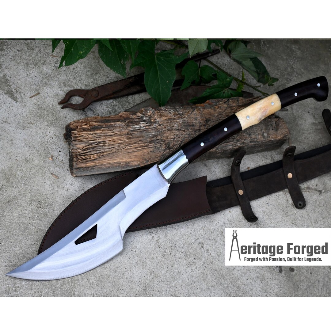 AXE MACHETE / 13 Inches Long Blade / Hand Forged Axe/ Made From Leaf ...