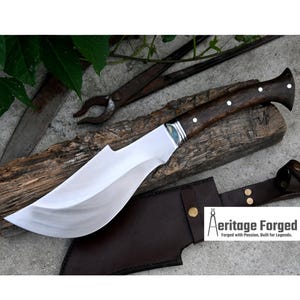 AXE BOWIE KNIFE / 10 Inches Long Blade / Hand Forged Bowie Knife / Made ...
