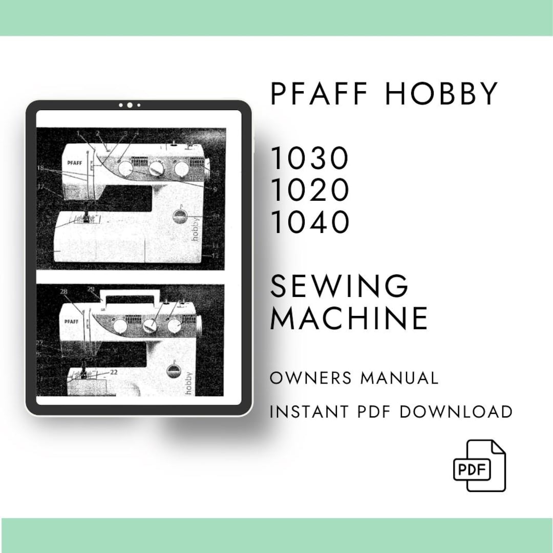 Pfaff Hobby 1030 1020 1040 Sewing Machine Manual PDF Download | Vintage ...
