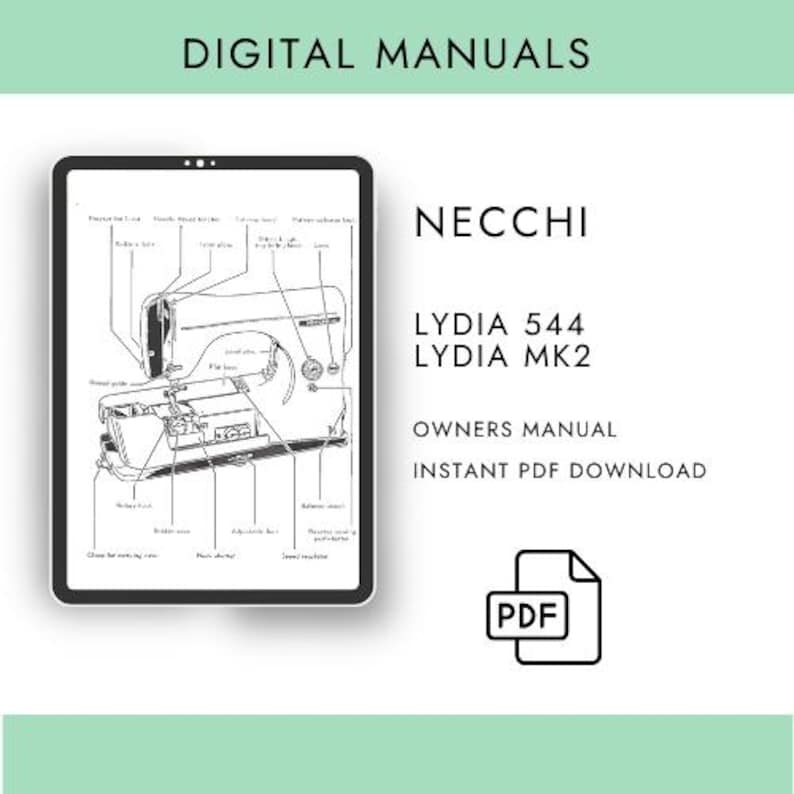 NECCHI Lydia MK2 544 Sewing Machine Manual PDF Digital Download - Etsy