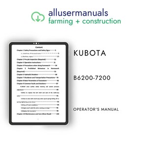 Kubota Tractor B6200-7200 Operator's Manual (digital Download) - Etsy