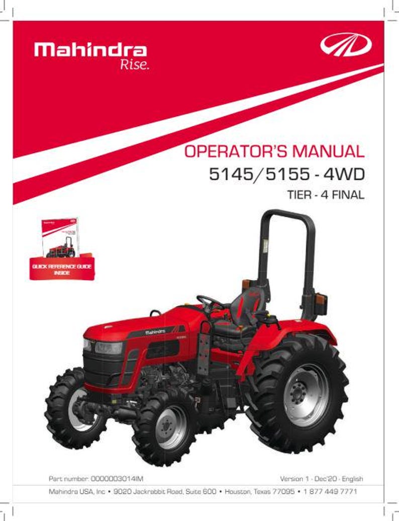 Mahindra 5145/5155 Operator's Manual Mahindra Operator's Manual ...