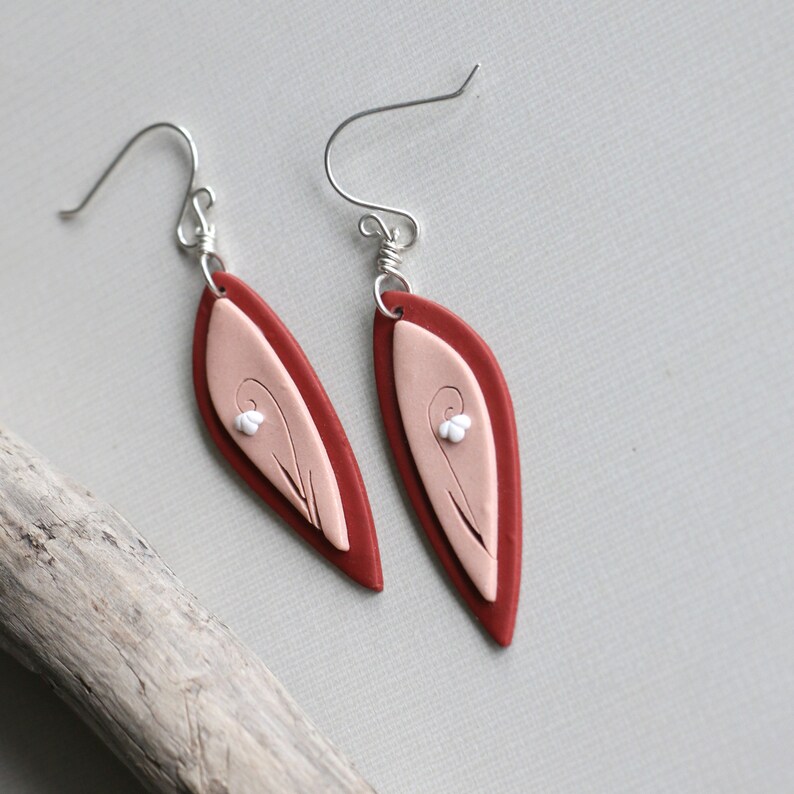 Rust and Gold Polymer Clay Statement Earrings With Flora for Everyday ...