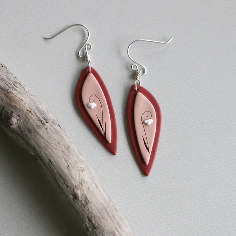 Rust and Gold Polymer Clay Statement Earrings With Flora for Everyday ...