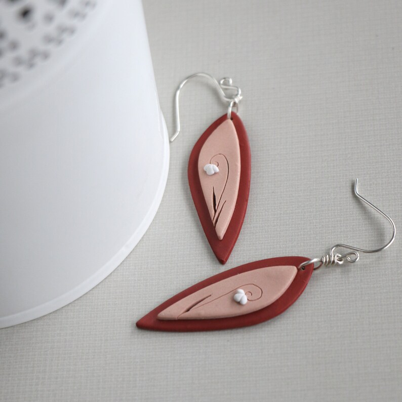 Rust and Gold Polymer Clay Statement Earrings With Flora for Everyday ...