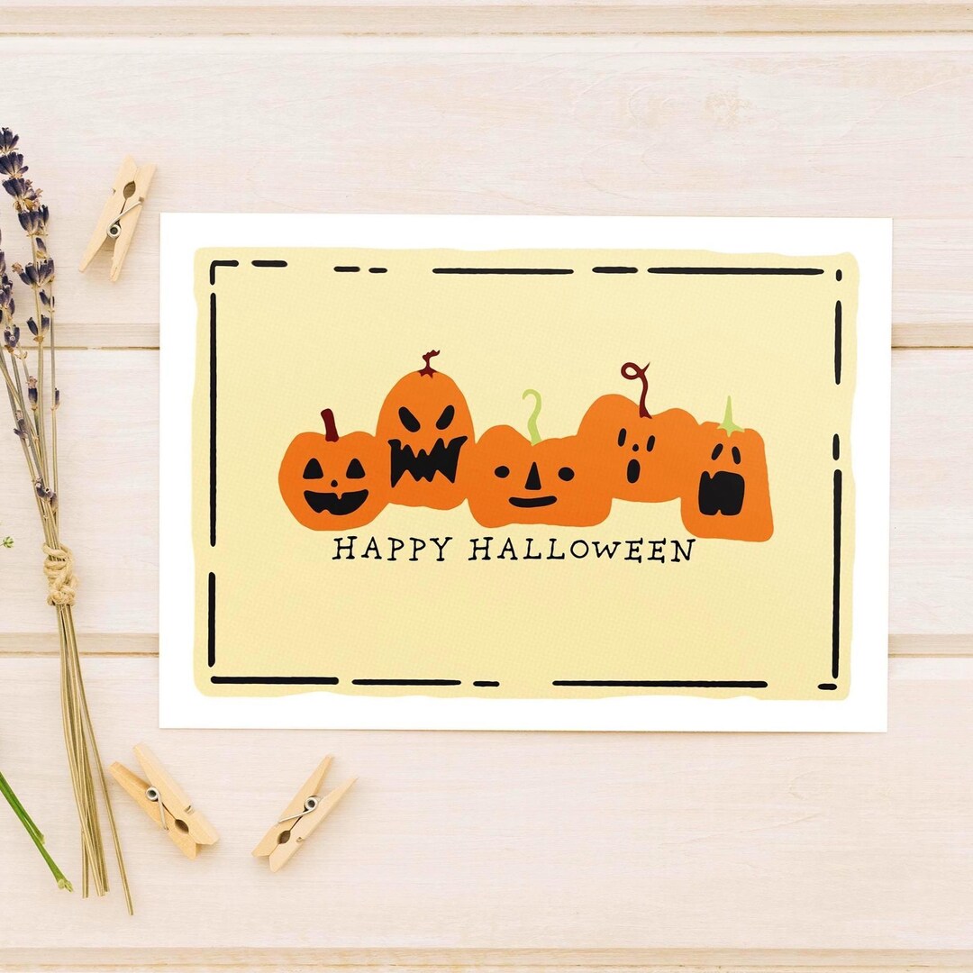 Printable Halloween Jack O Lantern Card 5” X 7”: Vintage Illustrated ...