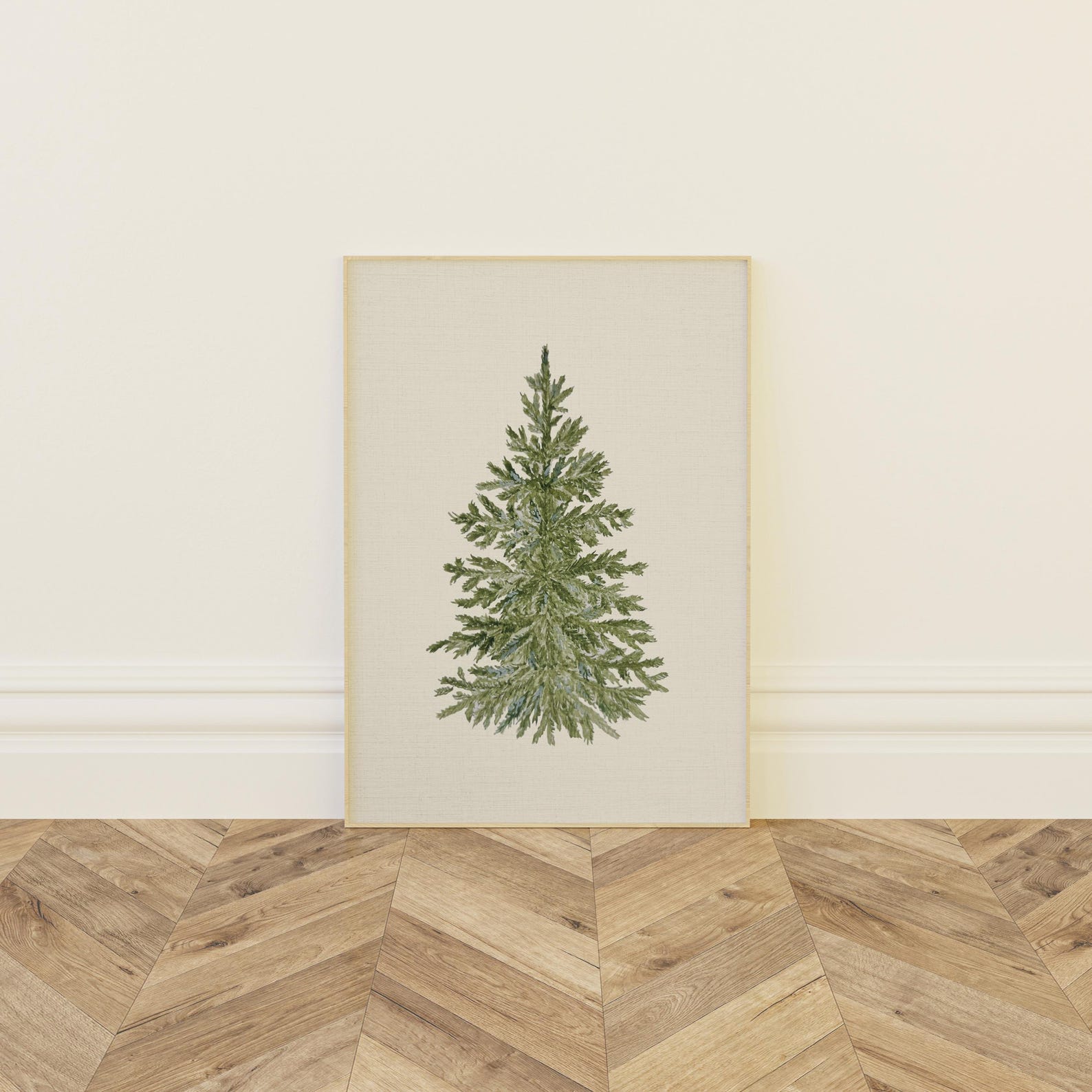 Vintage Watercolor Christmas Tree Art Print | Christmas Digital ...