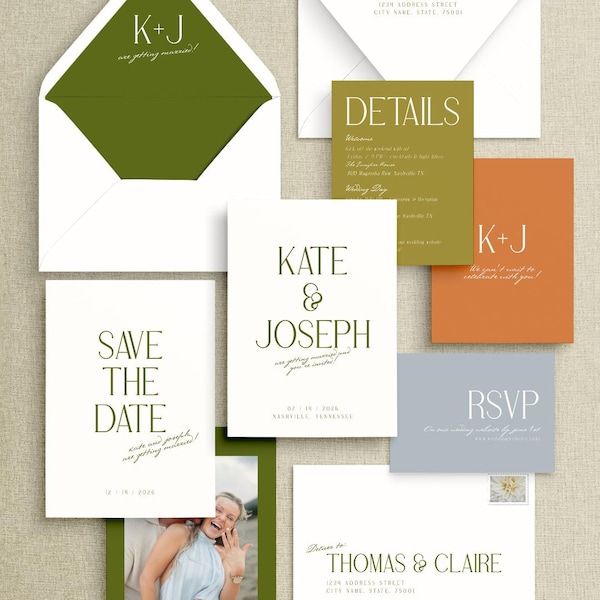 Typography Wedding Invitations - Etsy