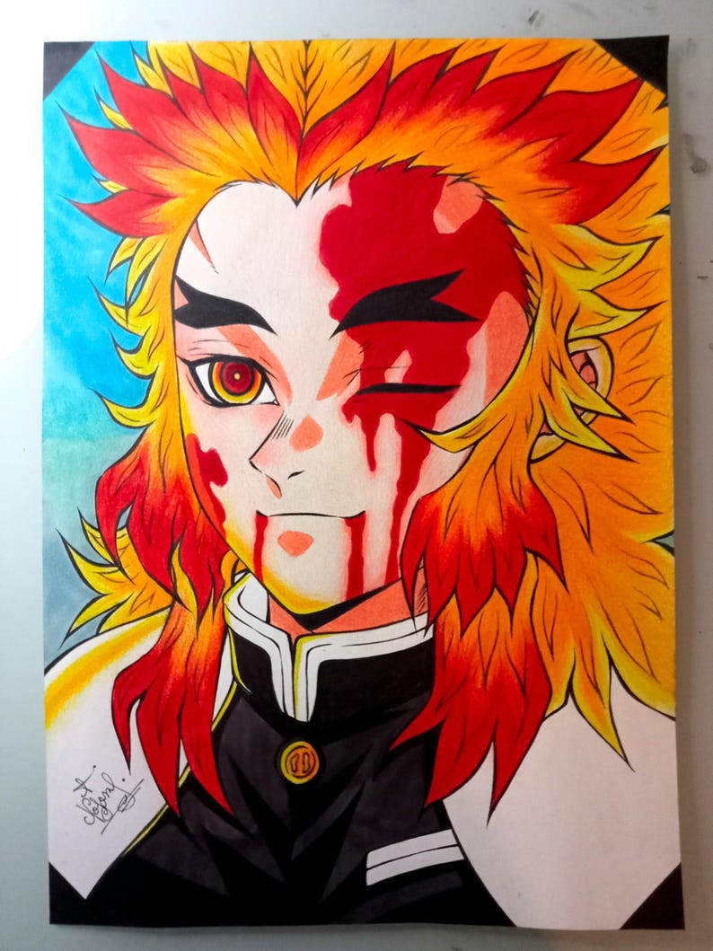 Rengoku Kyojūro 2 Version A4 Print - Etsy