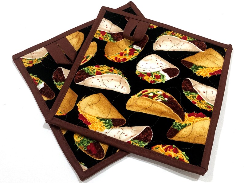 Taco Quilted Fabric Pot Holders Choice of One or Set of Two - Etsy