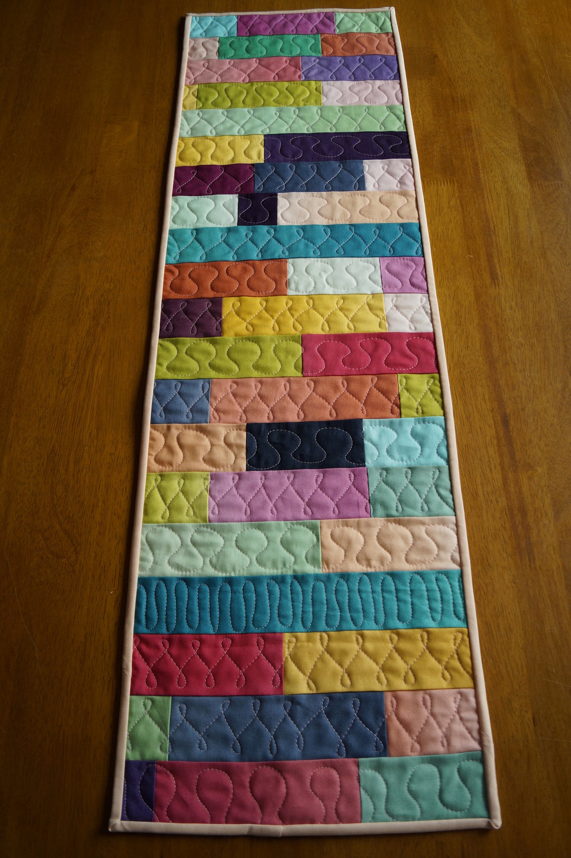 Modern Quilted Table Runner With Colorful Ombre Fabric | Etsy