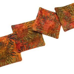 Quilted Batik Fabric Coasters With Fall Color Sunflowers, Vibrant ...