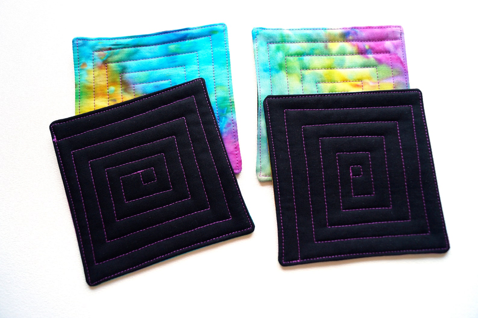 Quilted Fabric Coasters in Colorful Batik Fabric Tropical - Etsy